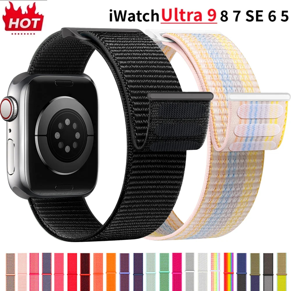 Nylon-Loop-Strap-for-Apple-Watch-Band-46mm-40mm-44mm-45mm-42mm-41mm ...