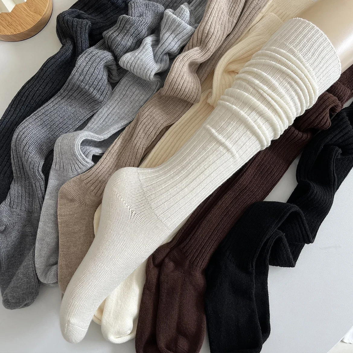 Casual-Women-Long-Socks-Cashmere-Women-Boot-Solid-Wool-Thigh-Stocking ...