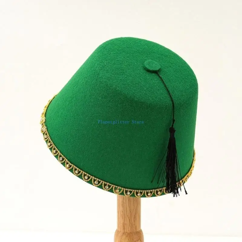 652B Fringed Fez Hat Traditional Moroccan Tarboosh Hat Fez Caps for ...