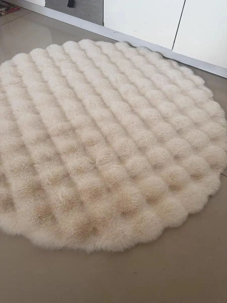 Lilly & Lula | Fluffy & Supersoft Plush Nordic Round Shaggy Rug - White ...