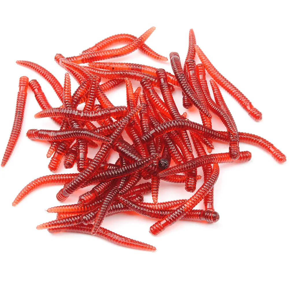 50pcs-Fishing-Soft-Plastic-Lure-Mini-Worm-Fishy-Smell-Red-Dropshot ...