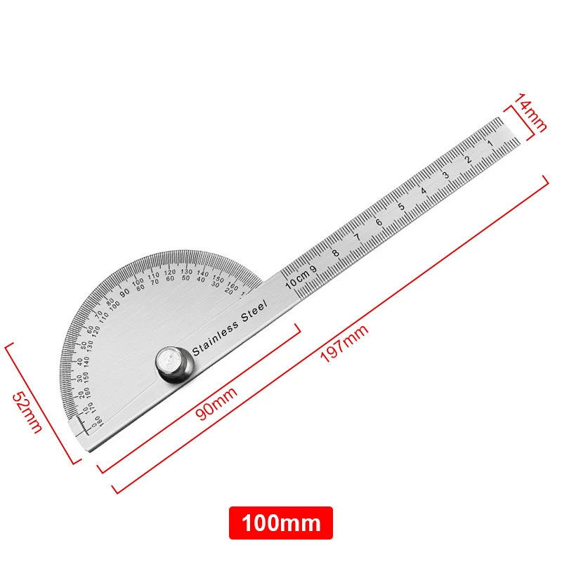 Degree Protractor Metal Angle Finder Goniometer Stainless Steel Gauge ...
