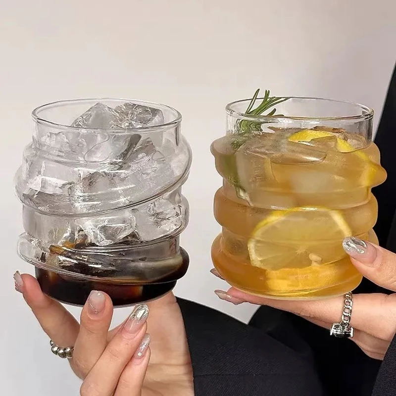 Ins-420ml-Glass-Cup-Irregular-Beverage-Milk-Tea-Drink-Water-Cups ...