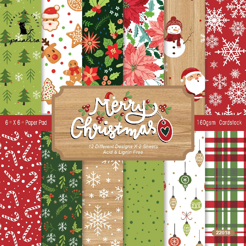 Panalisacraft 24 Sheets 6"x6" Classic Christmas Scrapbook Paper ...