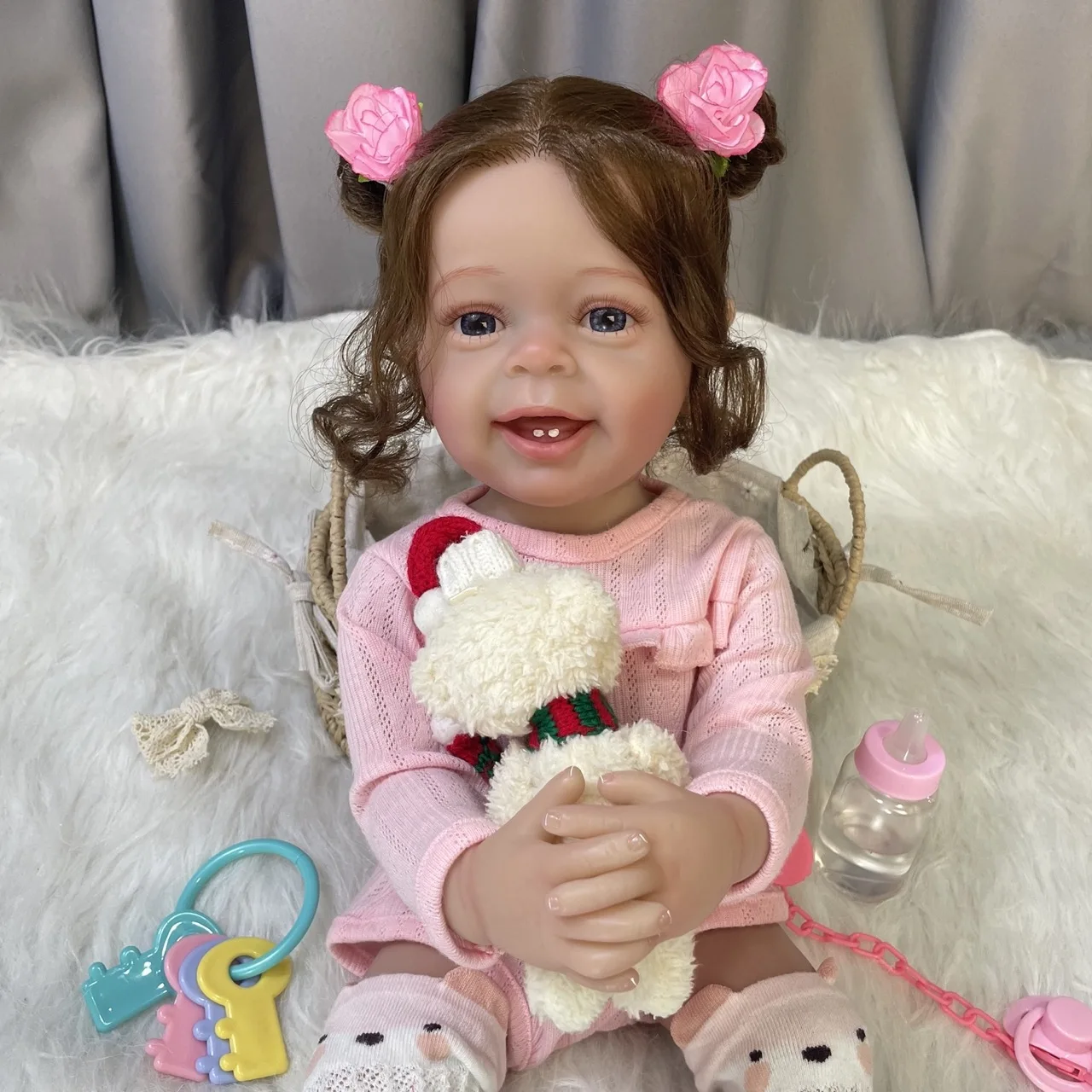 55CM-Full-Vinyl-Washable-Body-Reborn-Baby-Doll-Yannick-Smile-Girl-3D ...