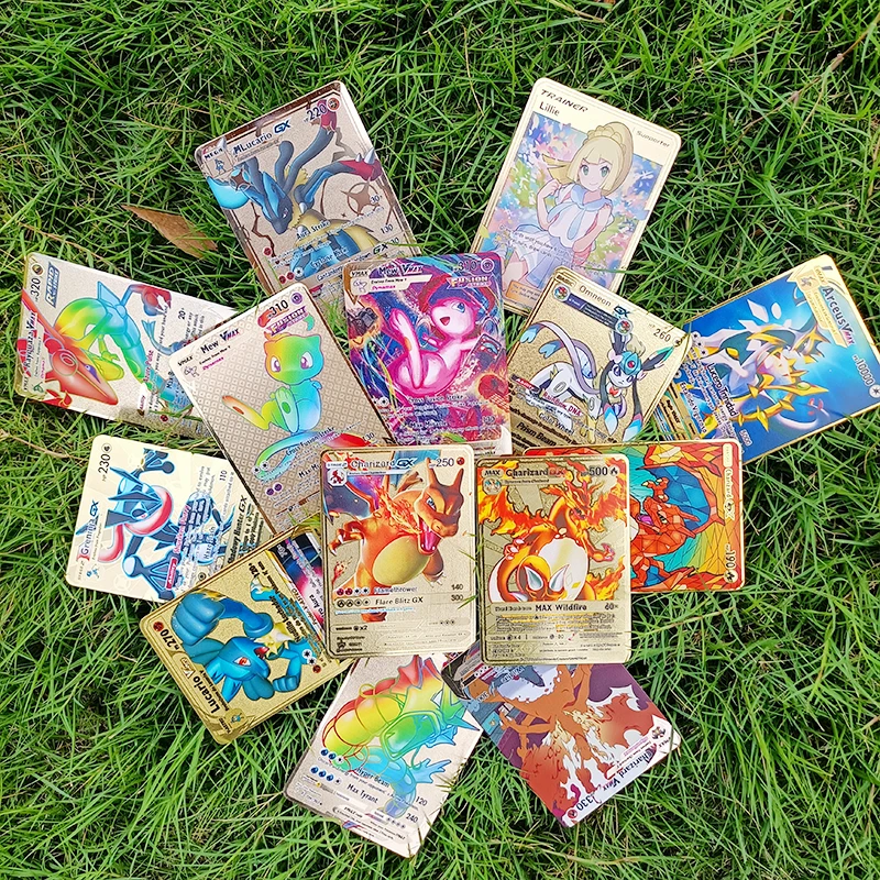 Pokemon Metal Iron Cards Eevee Charizard Pikachu Mewtwo Arceus Golden ...