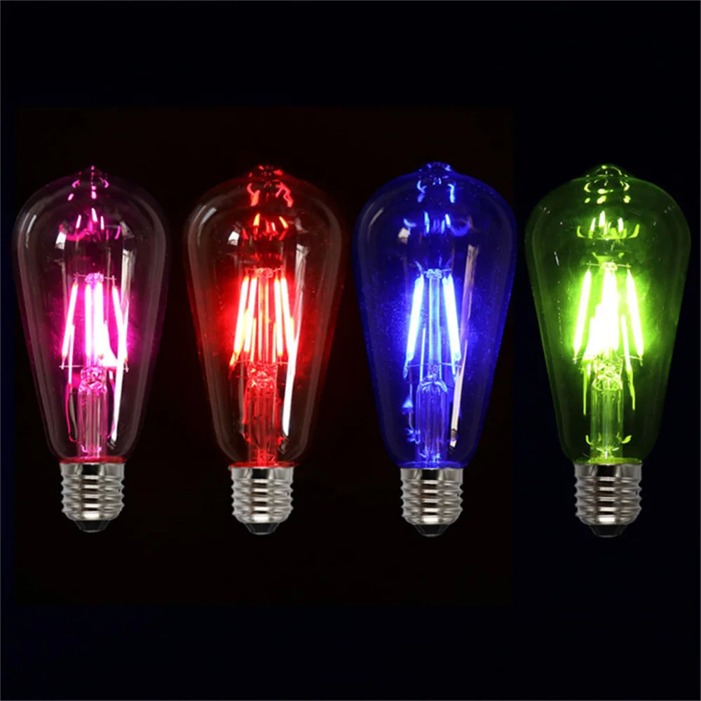 1pcs Pink Blue Green Red Color ST64 4W Led Filament Light COB Edison ...