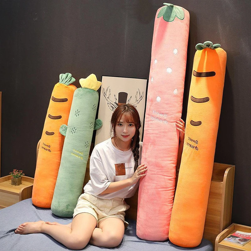 Cartoon Velvet Cute Fruits Bolster Pillow Cover Neck Back Lumber ...