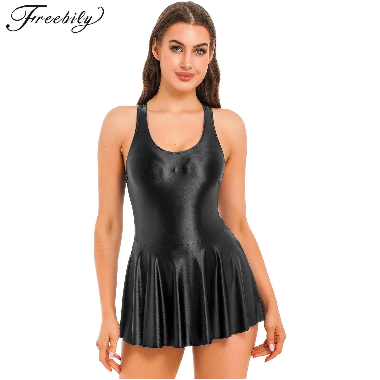 Abito Estivo In Raso Lucido Da Donna Vestito Aderente Sexy Senza