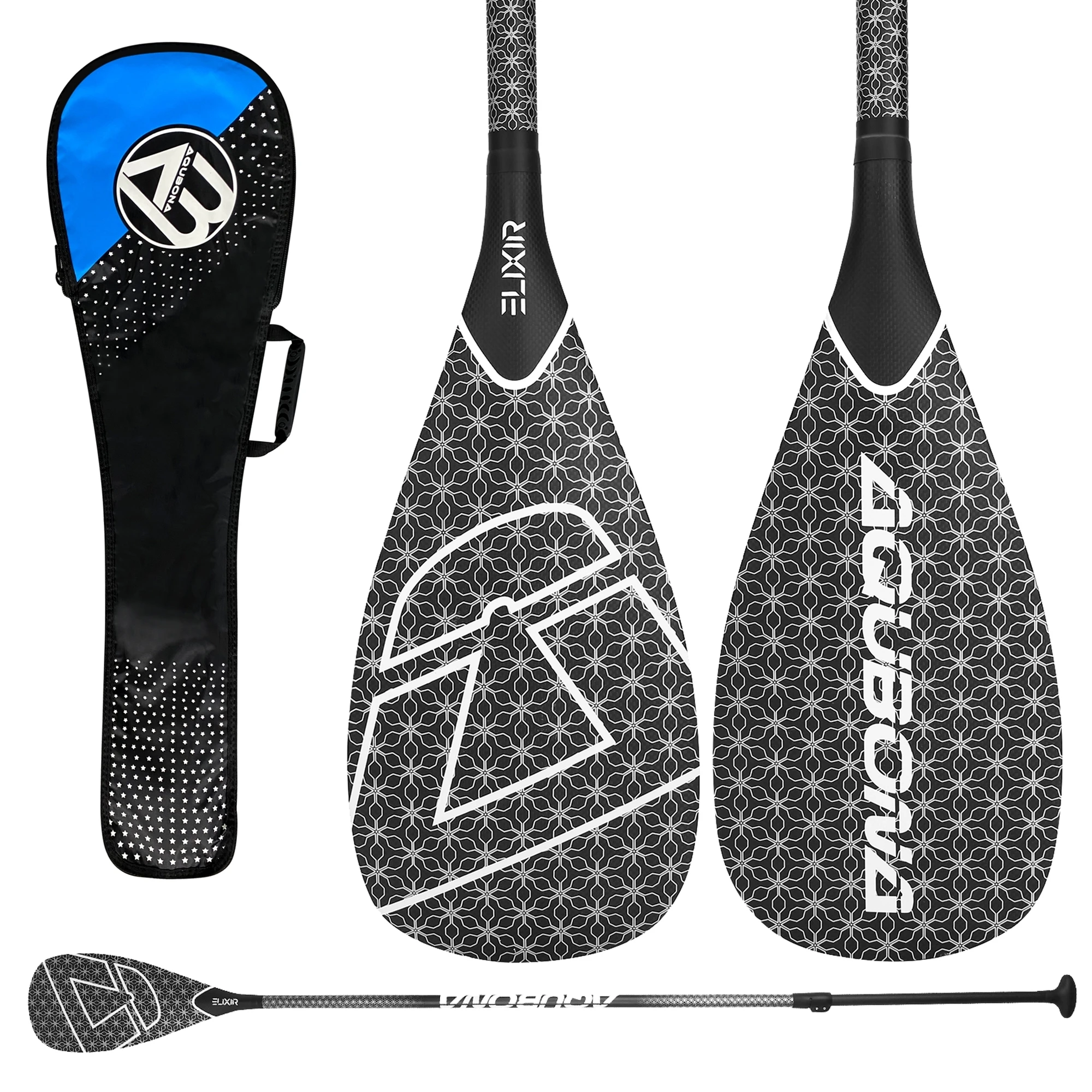3 Piece Carbon Fiber Paddle Adjustable 71.25" 87.4" Stand Up Paddle ...