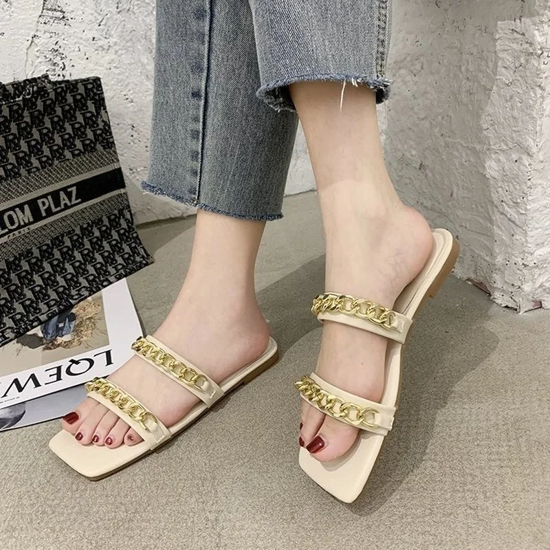 Large-Size-Metal-Chain-Slippers-Women-Summer-New-Women-s-Seaside-Beach ...