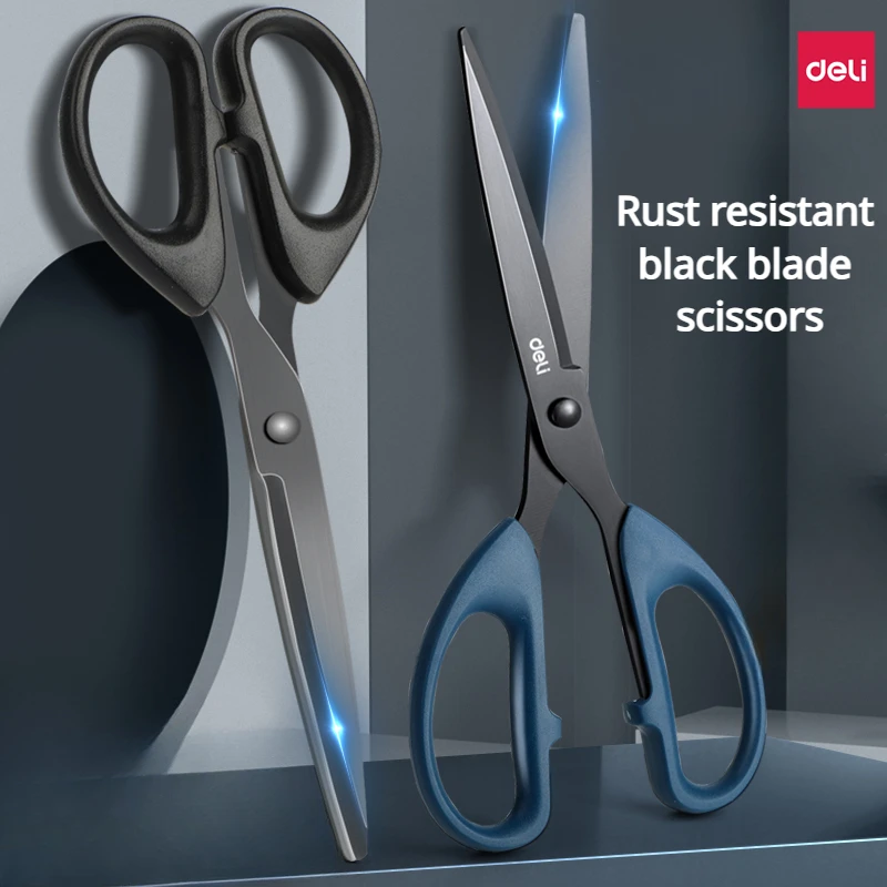Deli-210-175mm-Black-Stainless-Steel-Scissors-Business-Office ...