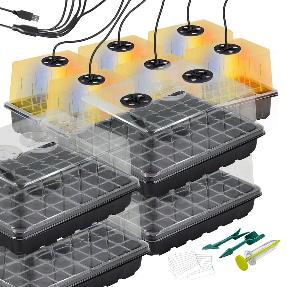 XXL-XL-16cm-Black-Seed-Starter-Tray-12-48-Cell-Planter-Lamp-Seedlings ...