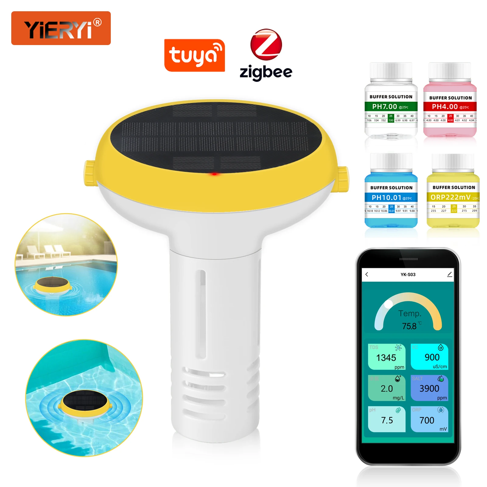 Pool Water Monitor Smart - Digital Water Tester For PH, Chlorine ...