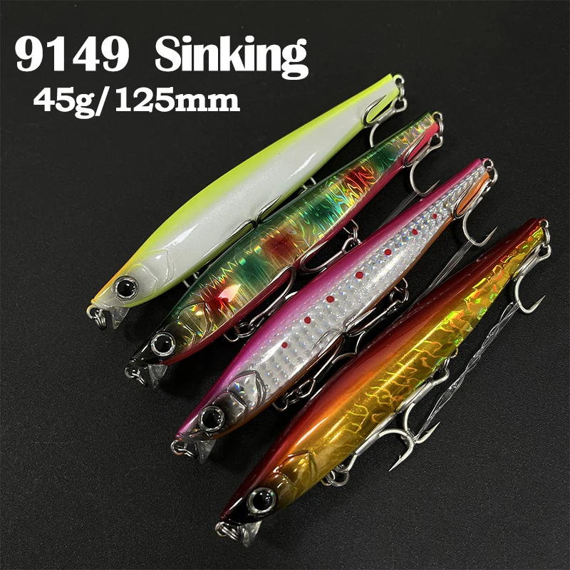 125mm 45g Heavy Sinking Slim Minnow Lure Laser Artificial Hard Bait ...