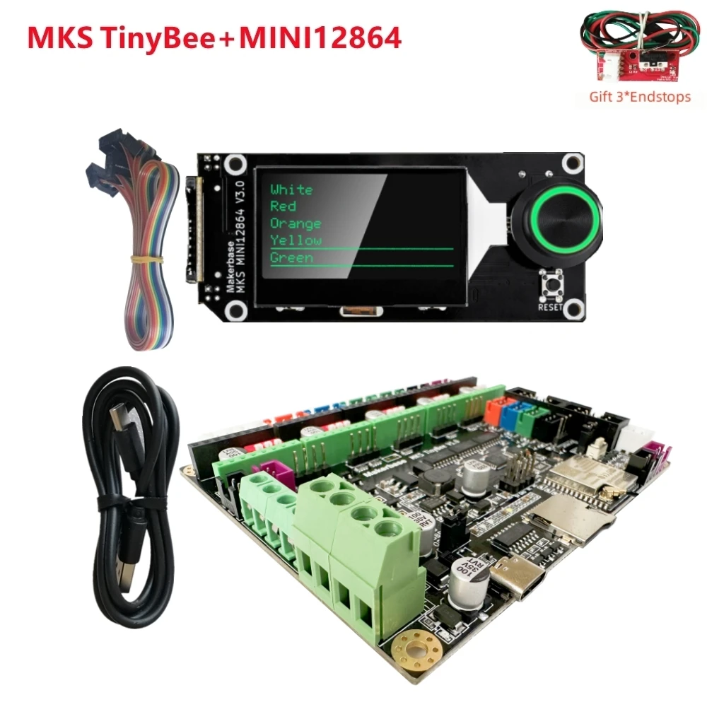MKS TinyBee v1.0 controller card 32bit upgrade motherboard MINI 12864LCD V3 display 12864 LCD ...