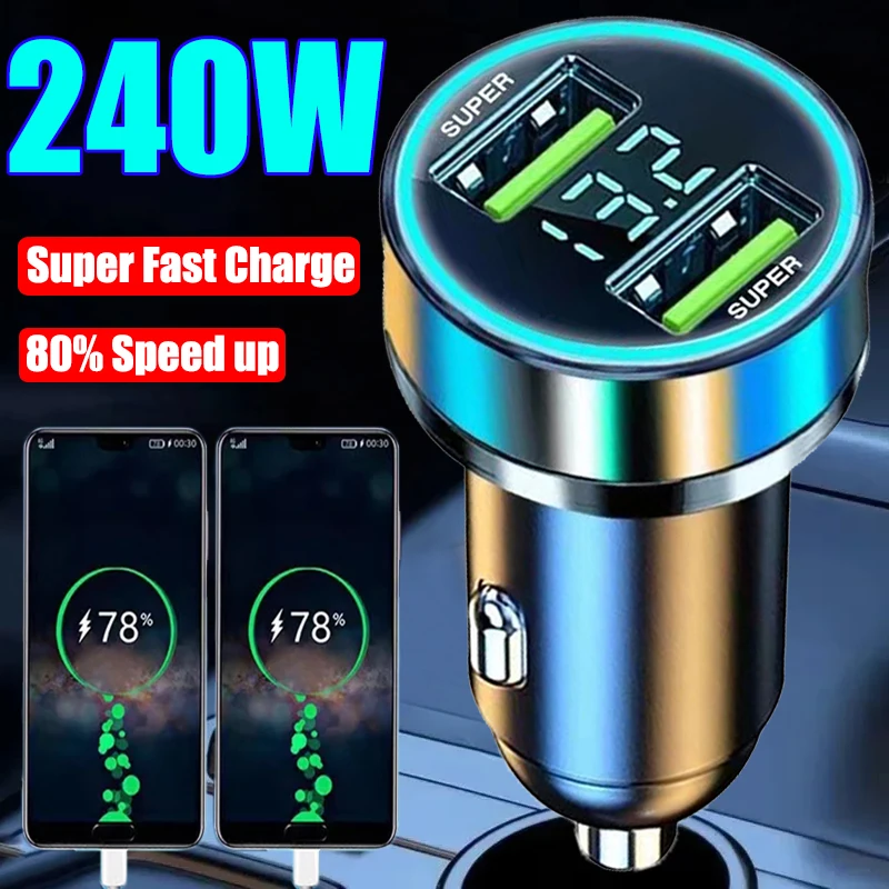 Car-Charger-Dual-Ports-240W-Fast-Charging-for-IPhone-Samsung-Xiaomi ...