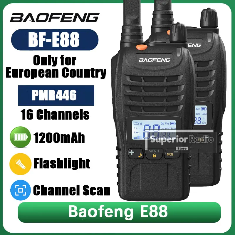 2/4PCS Baofeng E88 Walkie Talkie PMR446 For European Countries BF-E88 ...
