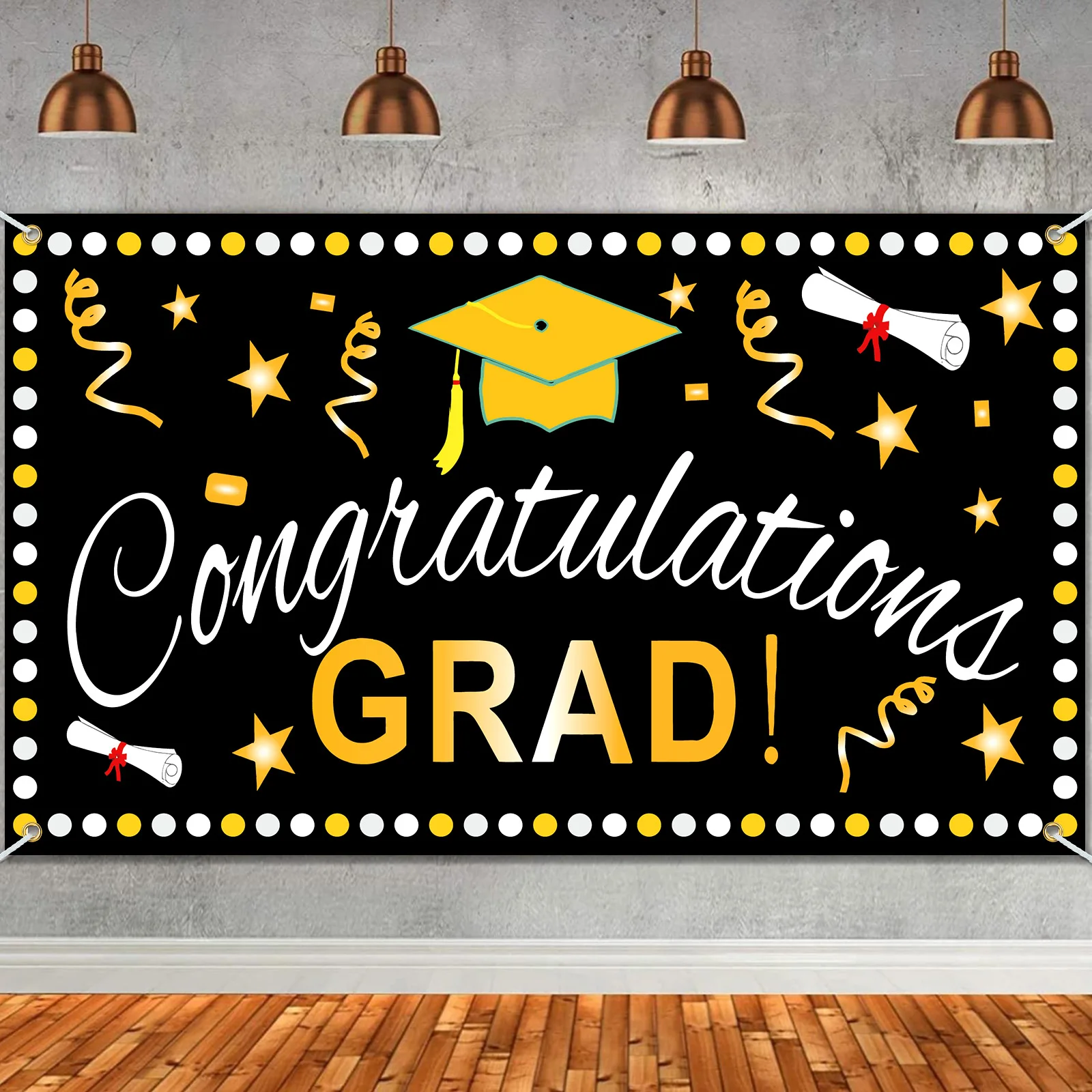 CONGRATS GRAD Graduation Season Banner Hanging Flag School Reunion ...