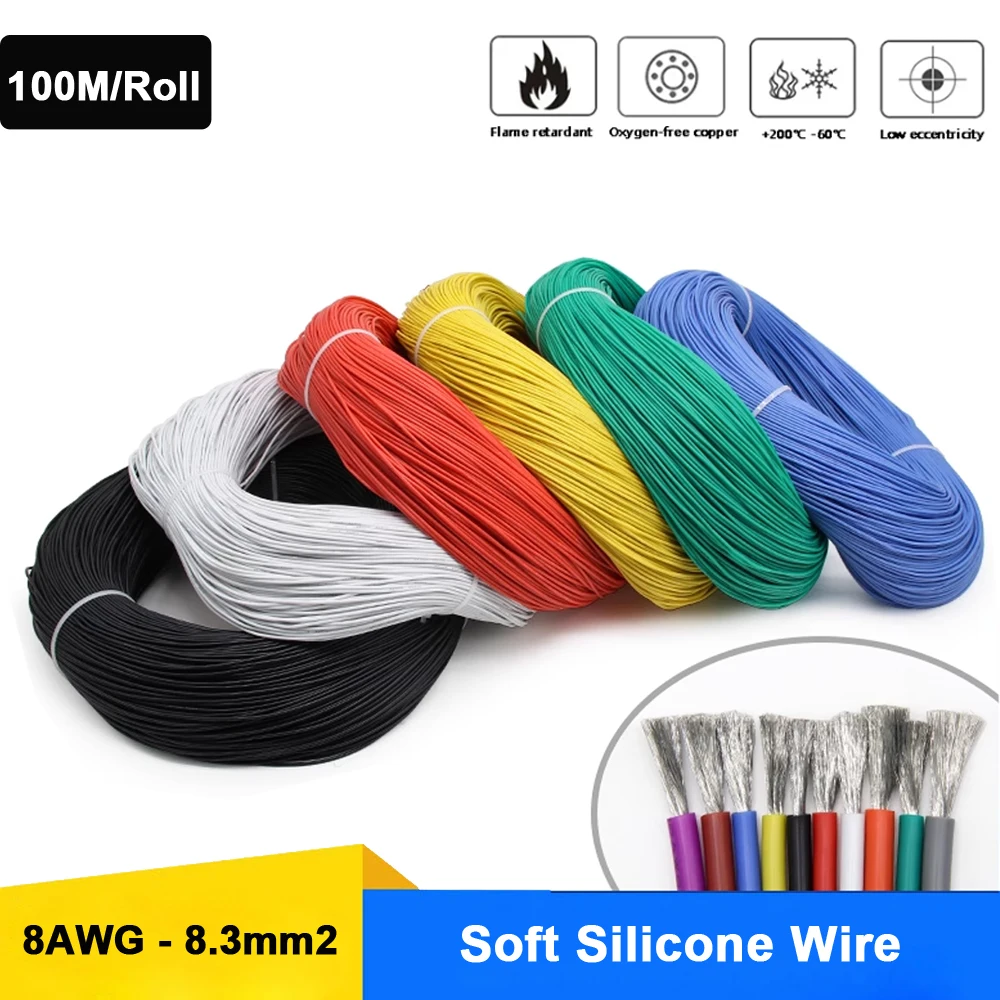 100-Meters-Super-Soft-Silicone-Cable-8-AWG-High-Temperature-Resistant ...