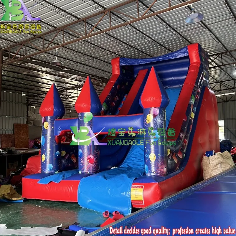 Tobogán inflable con estampado de globos de aire para fiestas, tobogán inflable para niños, para ...