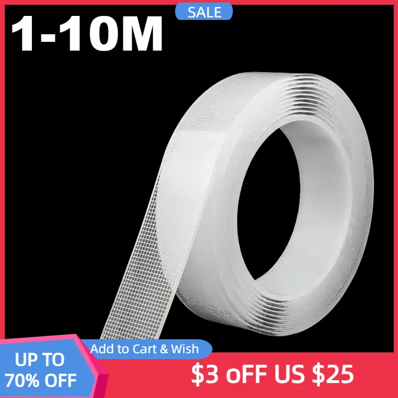 1-10m-Ultra-strong-Double-sided-Adhesive-Nano-Tape-Clear-Removable ...