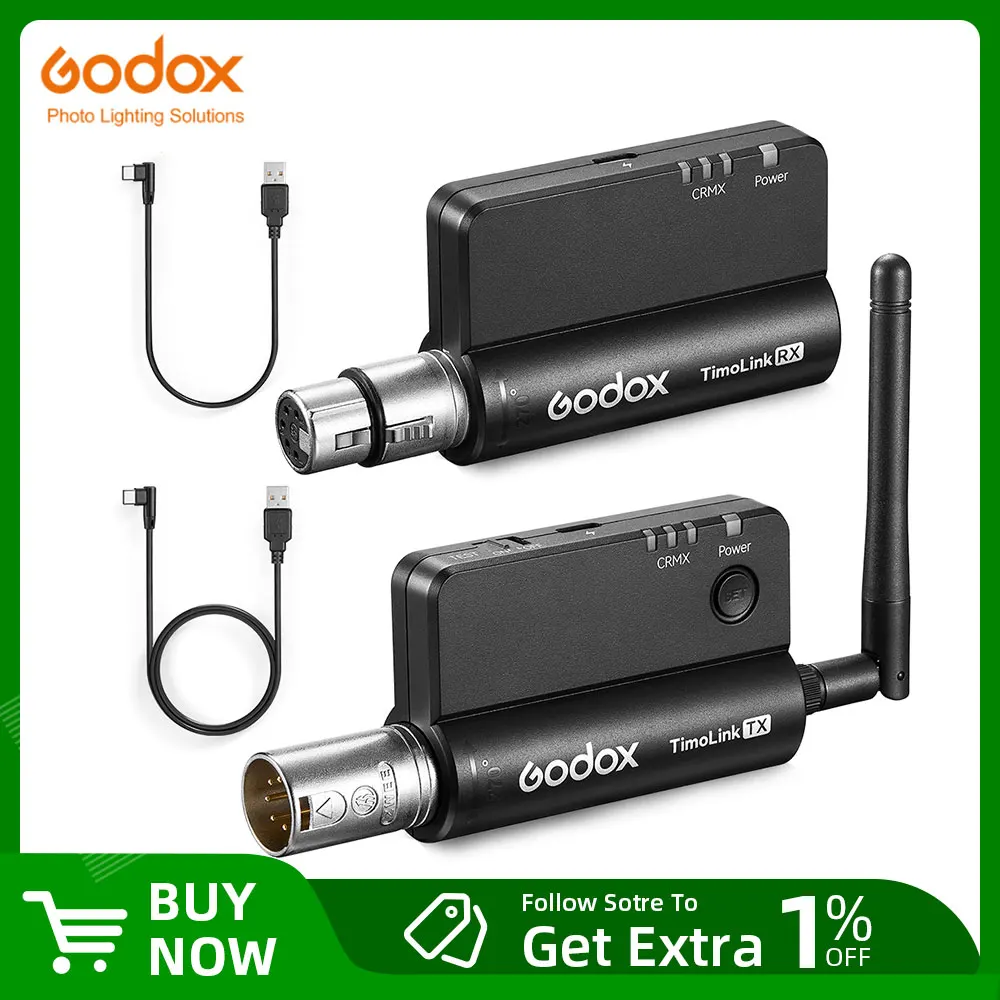 Godox-TimoLink-TX-RX-Wireless-DMX-Transmitter-Receiver-Set-Automatic ...