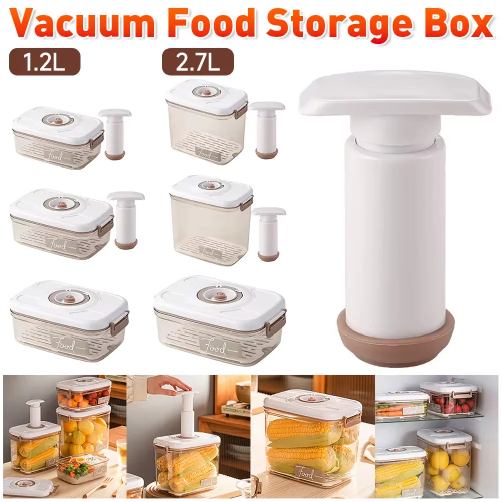 Vacuum Food Storage Container with Vacuum Pump Refrigerator Food ...