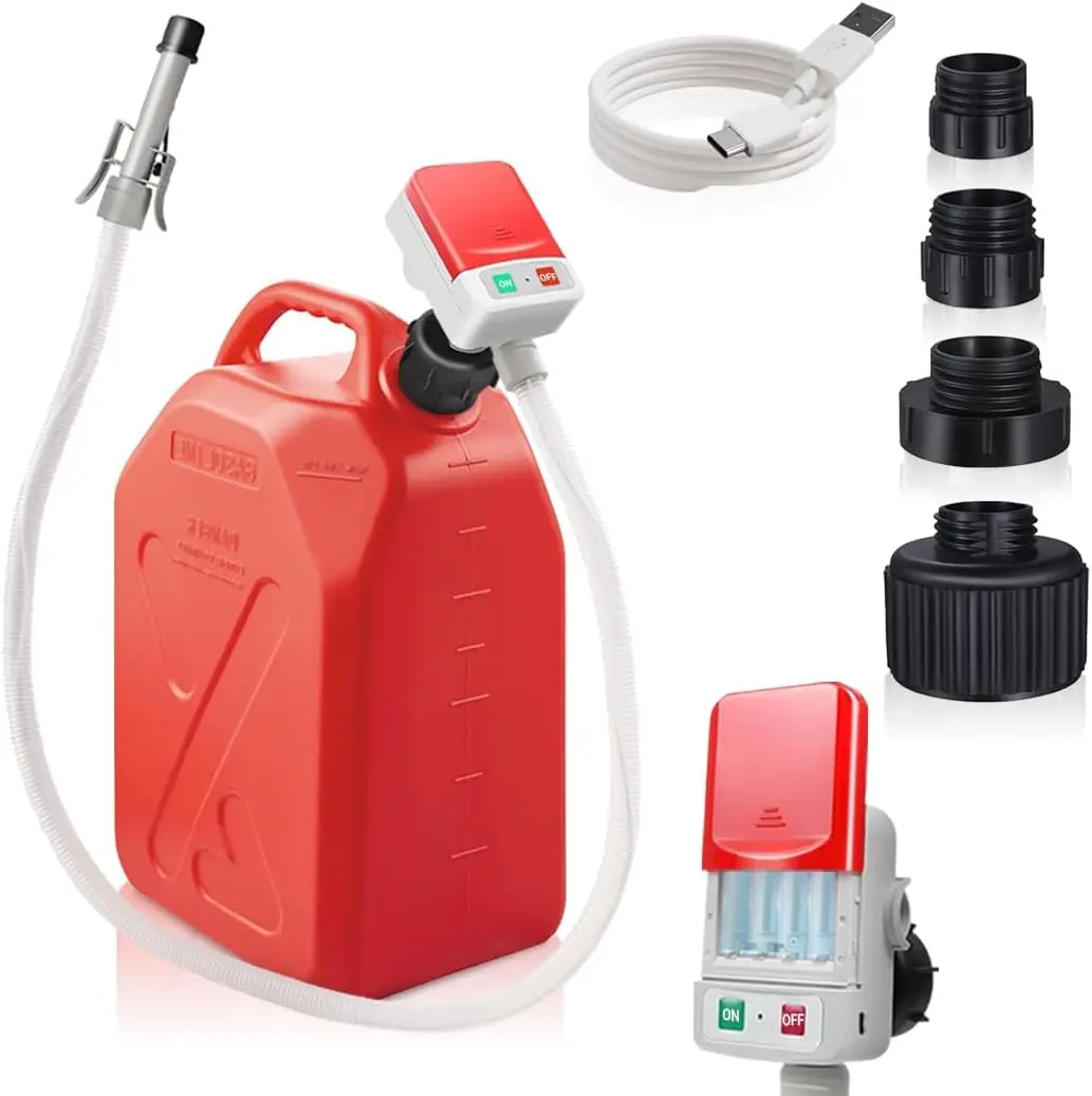 Auto-Stop Fuel Transfer Pump - USB Type-C or Battery Power, Portable 3. ...