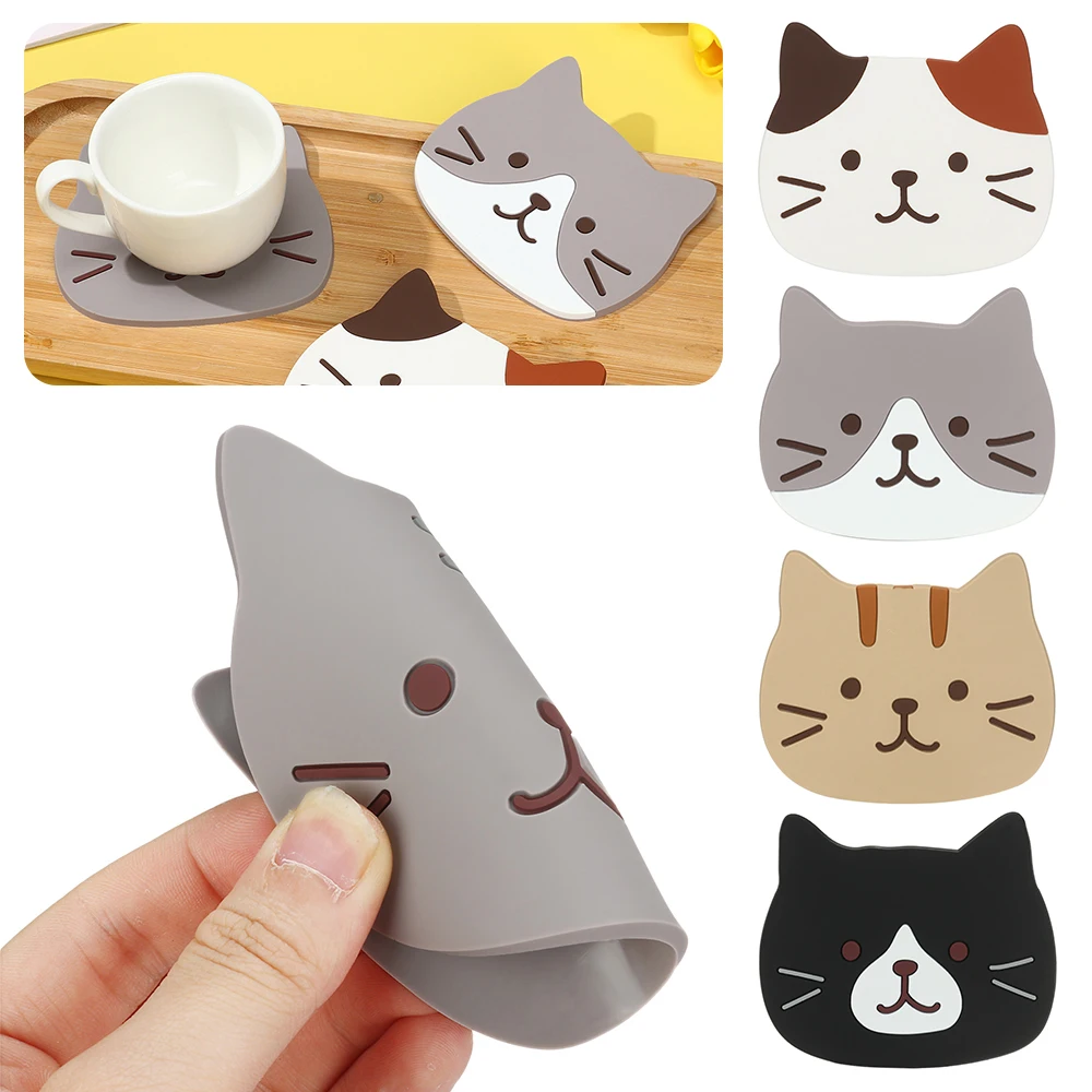 Cartoon-Cat-Shaped-Silicone-Dining-Table-Placemat-Coaster-Kitchen ...