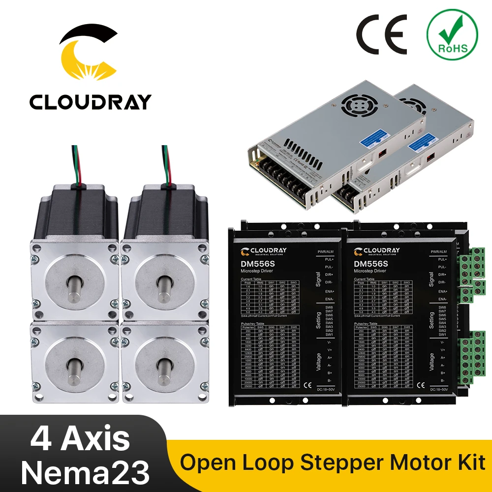 4 Axis CNC Router Kit 3N.m Nema 23 Stepper Motor + DM556S Stepper Driver + 350W power supply ...