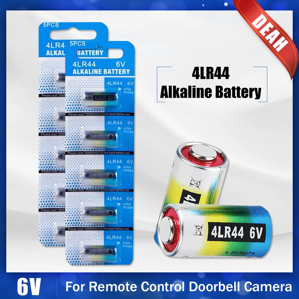 10PCS 6V 150mAh 4LR44 Alkaline Battery For Doorbell Camera Electric Toy ...