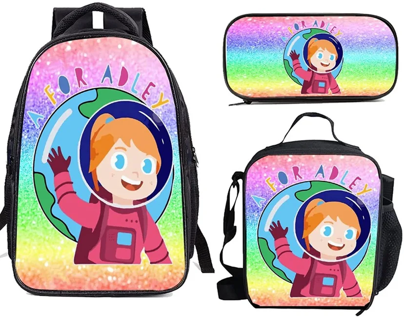 Kawaii A For Adley Anime Backpack And Lunch Bag With Pencil Case ...