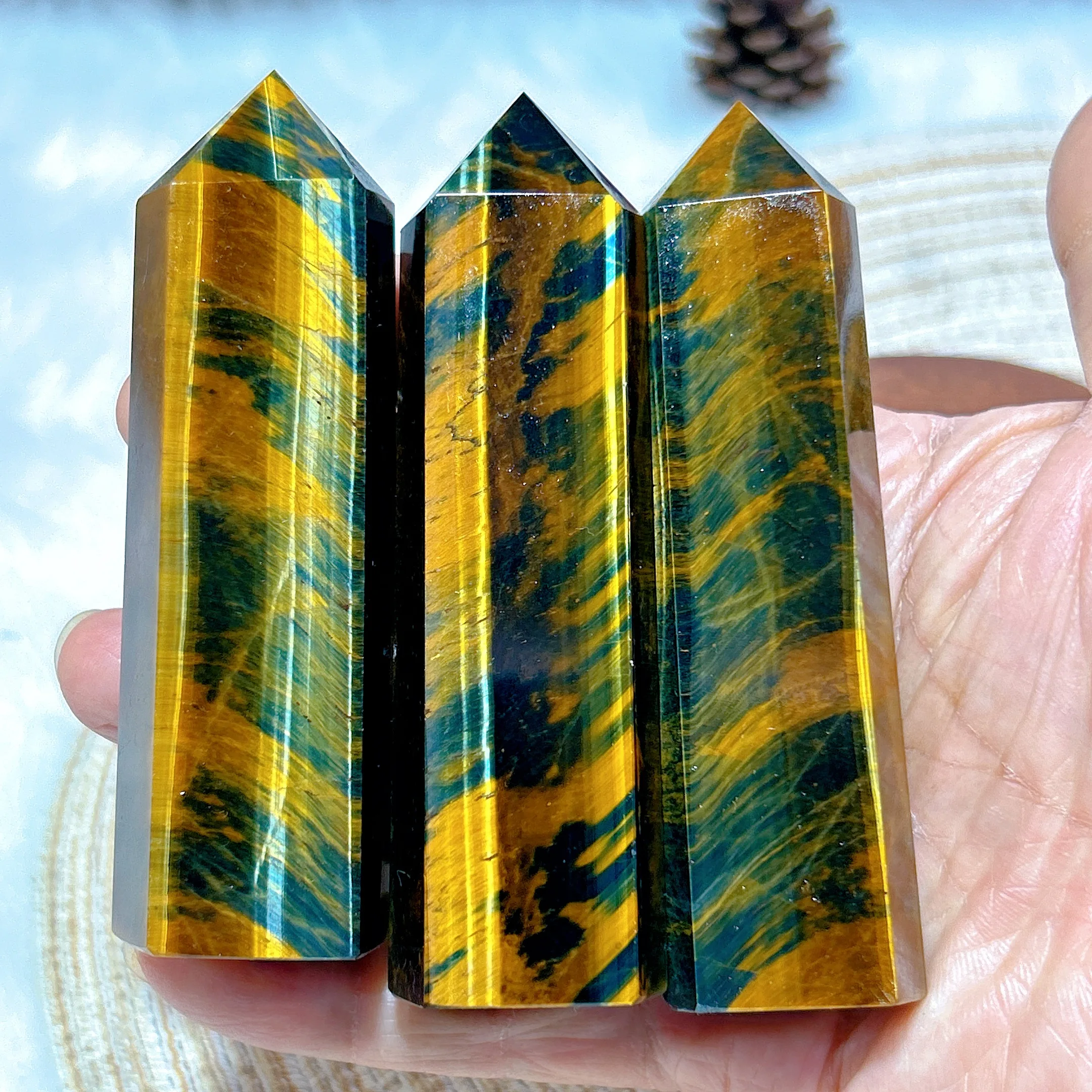 High-Quality-Natural-Crystal-Blue-And-Yellow-Flashy-Tiger-Eye-Tower ...