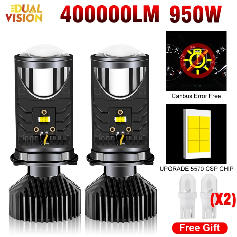 Mini-proyector-LED-H4-Bi-para-coche-Bombilla-Canbus-de-950W-luces-Turbo ...