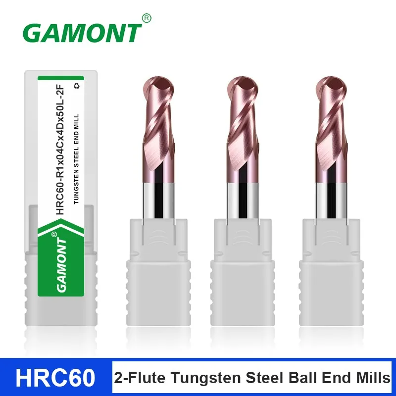GAMONT-HRC60-Nano-Coating-Tungsten-Steel-Carbide-2-Flute-Ball-End ...