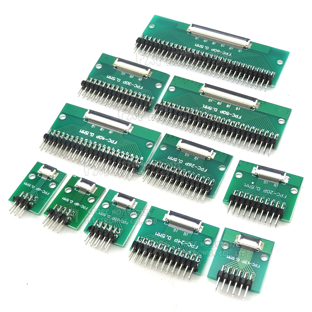 FPC FFC Adapter Board 0.5mm 1.0mm To 2.54mm Connector Straight Needle And Curved Pin 6 8 10 12 ...