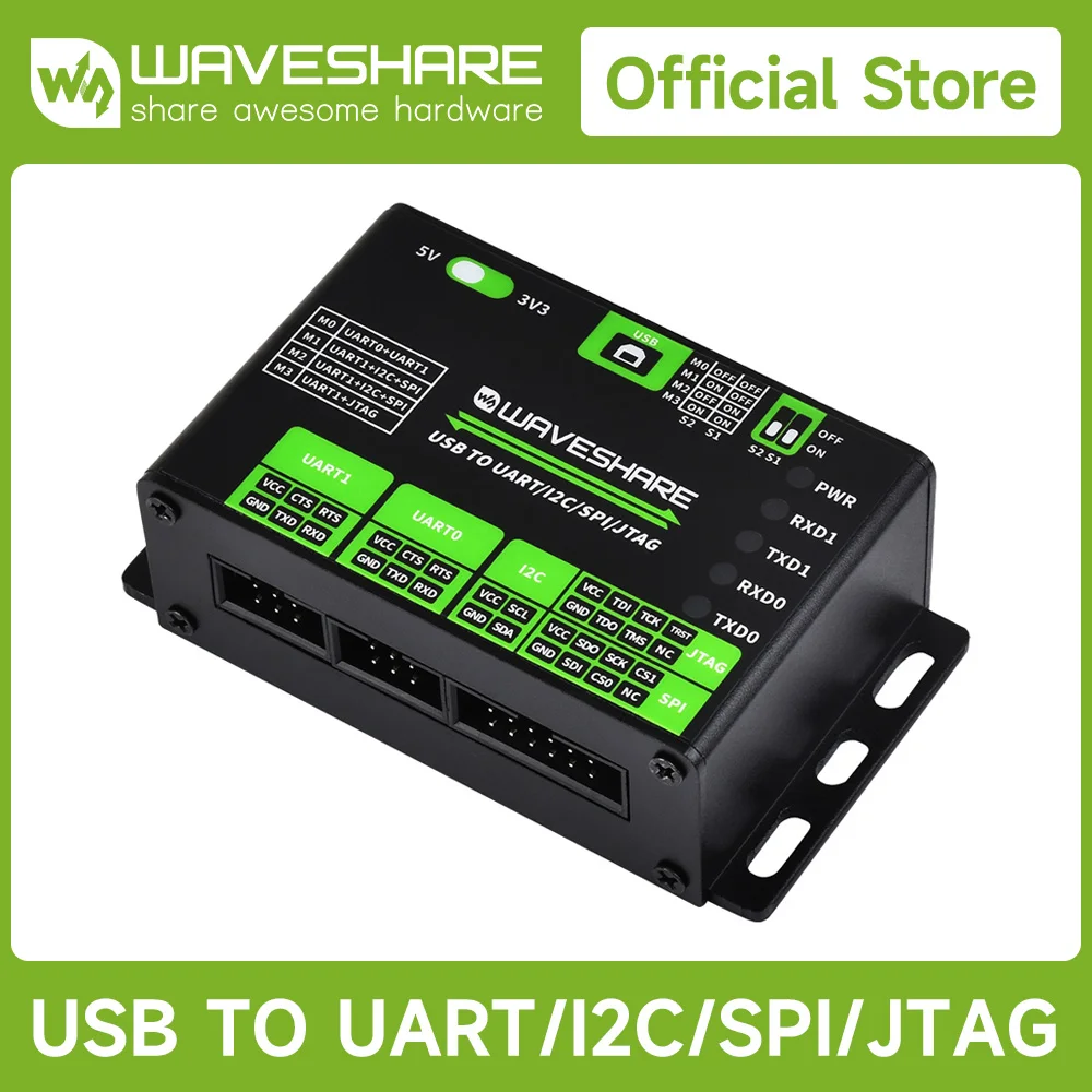 Waveshare-USB-To-UART-I2C-SPI-JTAG-Converter-Adapter-Supports-Multiple-Interfaces-Compatible ...