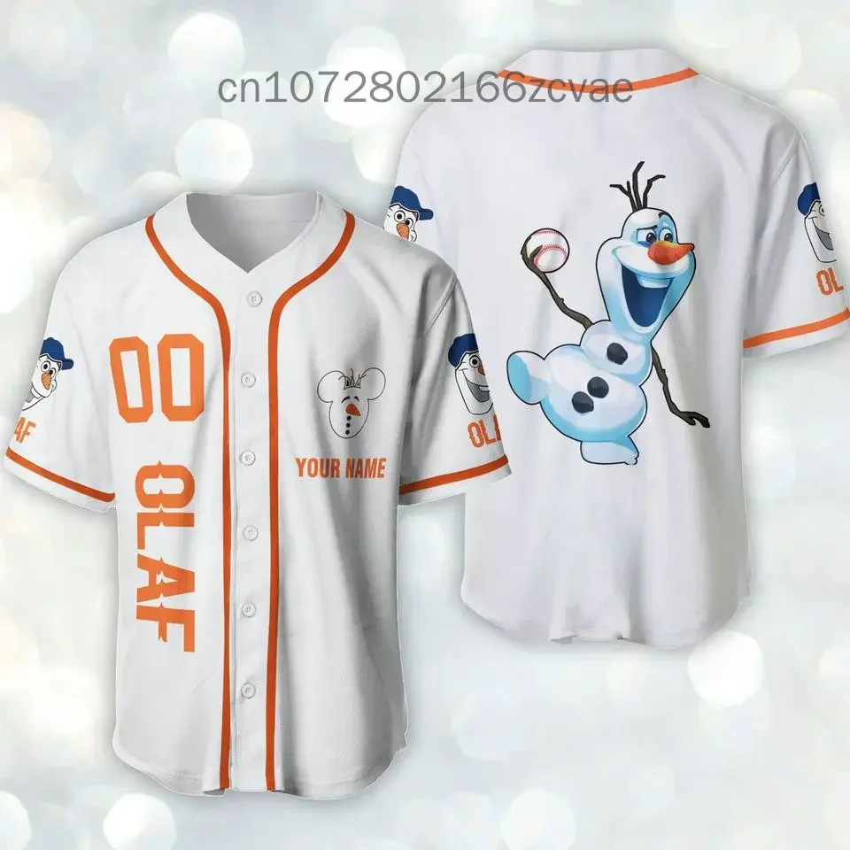 2024-New-Men-and-Women-Olaf-Frozen-Baseball-Jersey-Short-Sleeve-Jersey ...