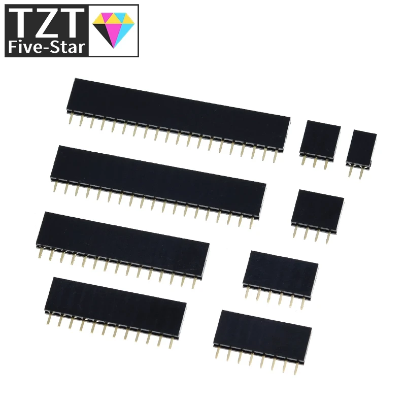 10PCS Single Row Pin Female Header Socket Pitch 2.54mm 1*2P 3P 4P 6P 8P ...