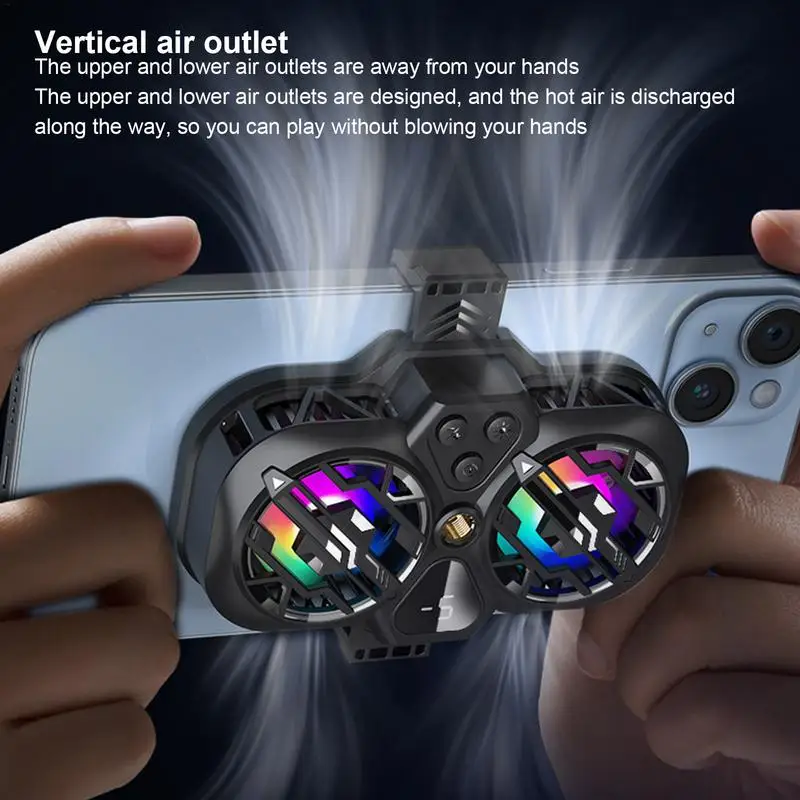 Dual-Cooling-Fan-Mobile-Phone-Cooler-Adjustable-Silent-Cooling-Radiator ...