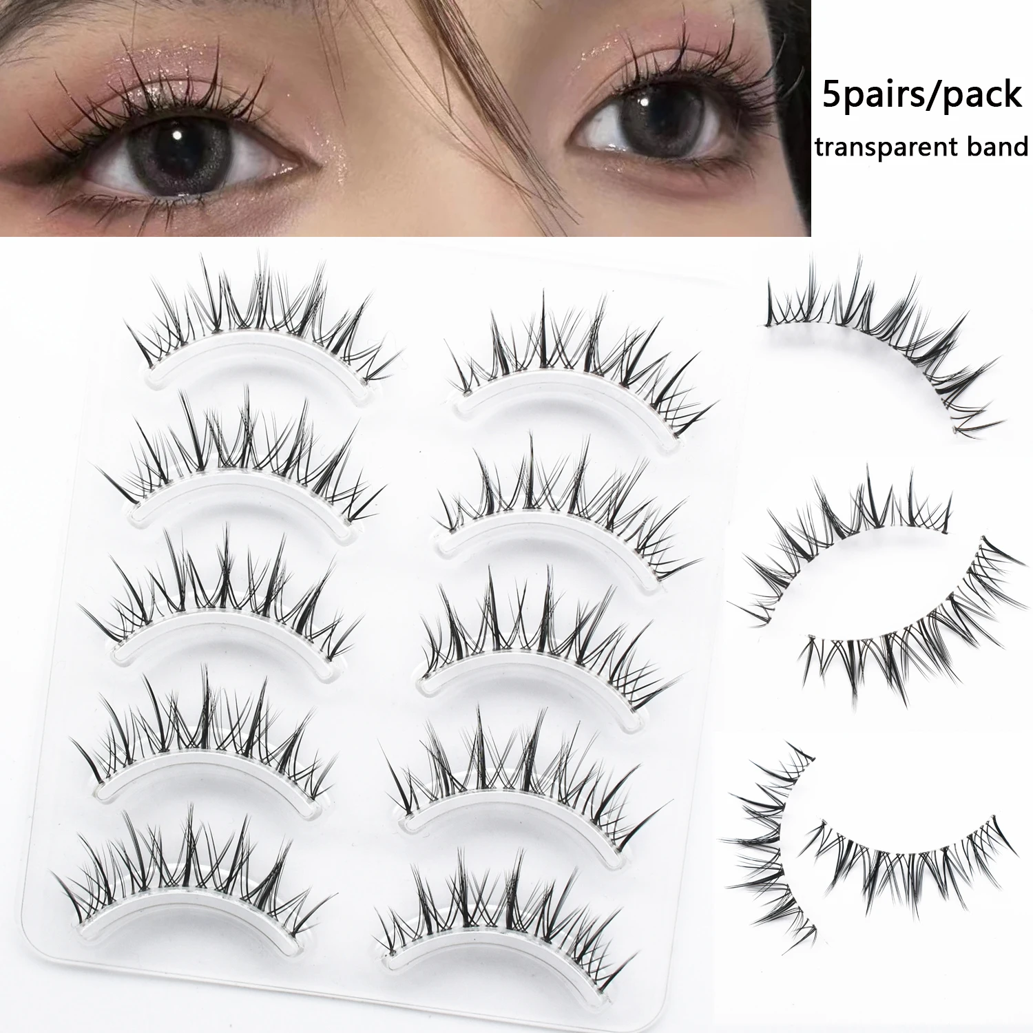 5-Pairs-Manga-Eyelashes-Soft-Natural-Cosplay-Eyelashes-Fluffy-False ...