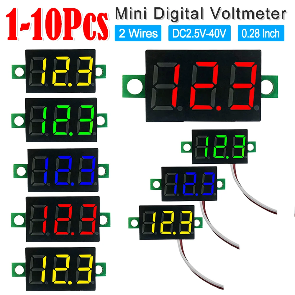 10-1PCS-0-28-Inch-LED-Screen-Voltmeter-DC2-5V-40V-Car-Mobile-Power-Volt ...
