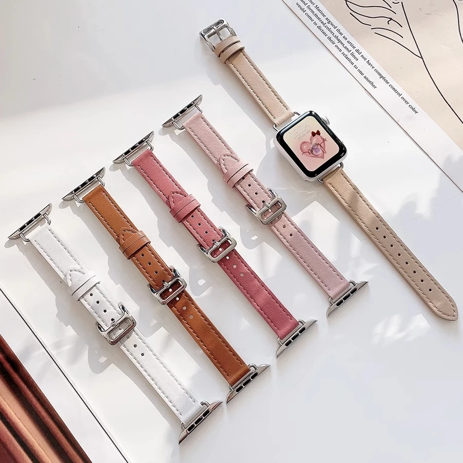 Leather Strap For Apple Watch Band Ultra 49mm 44mm 42mm 38mm 41mm 45mm ...