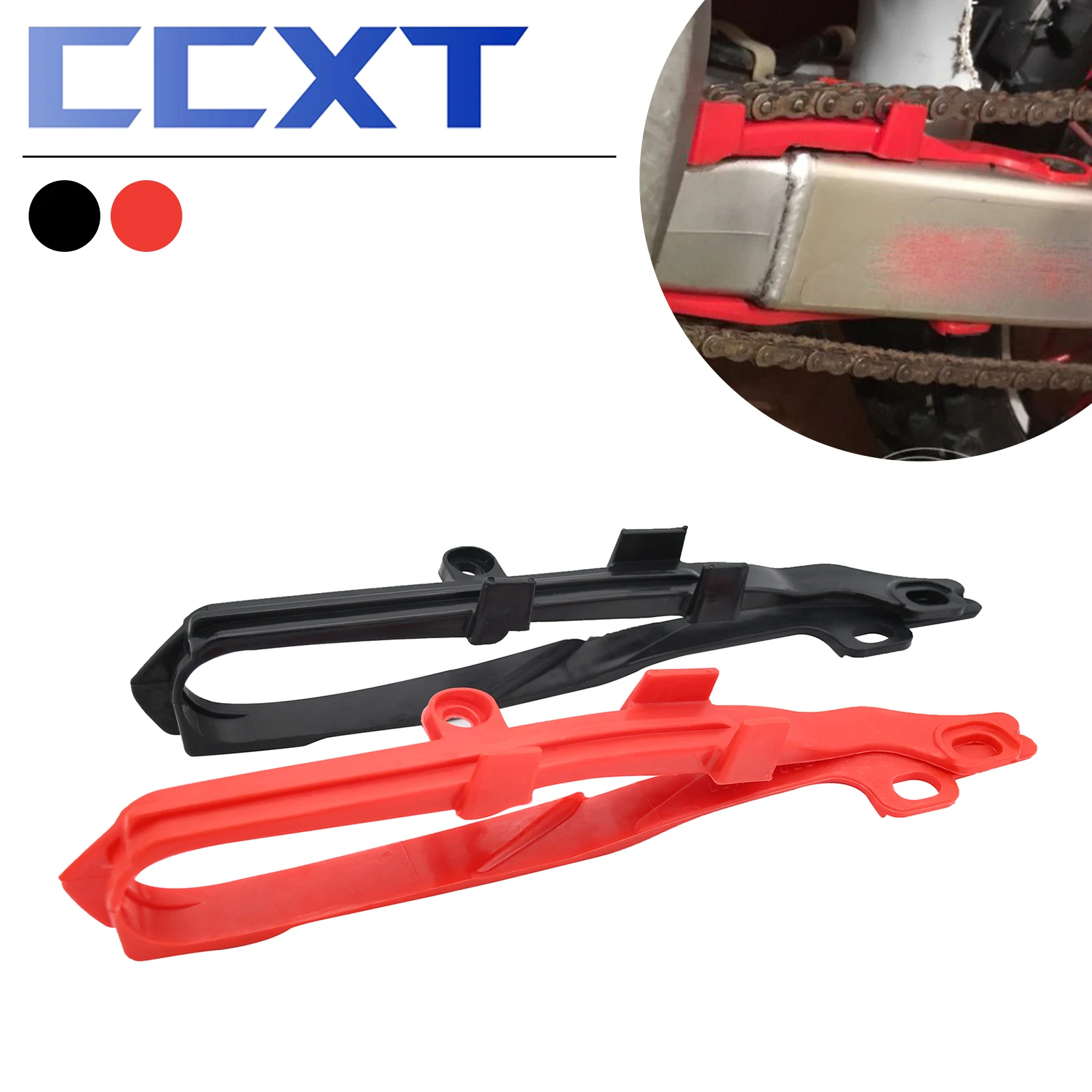 Motorcycle-Red-and-Black-Rubber-Swingarm-Chain-Slider-Guide-Guard-For ...