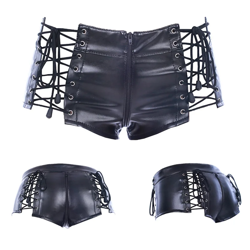 Sexy Leather Pant Women Exotic Pants Hollow Out Adjustable Panties ...