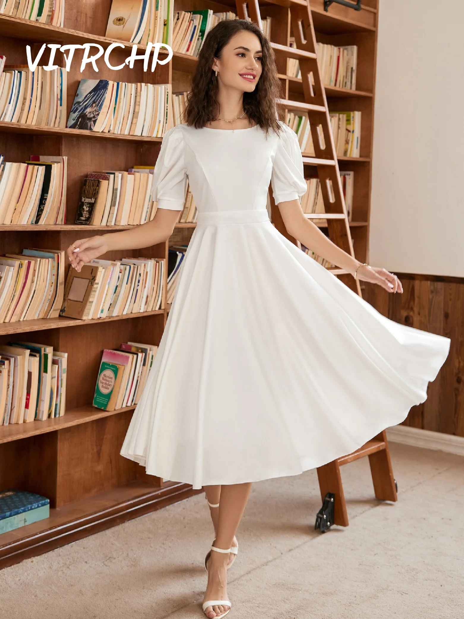 Modest-Tea-Length-A-Line-Evening-Bridesmaid-Dresses-for-Women-Sexy ...