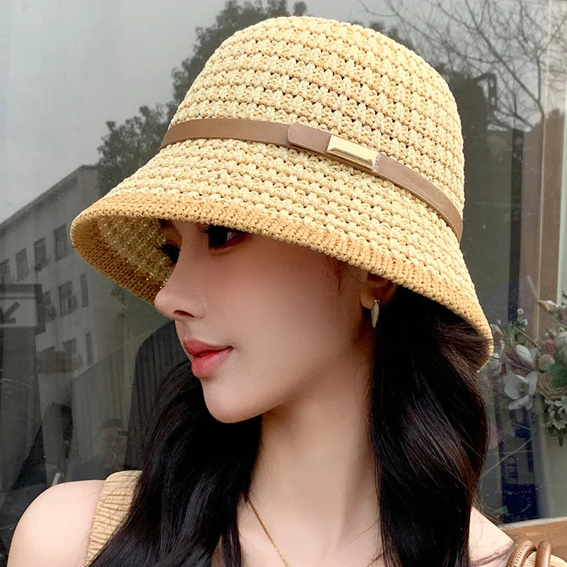 Summer-Women-s-Fashion-Temperament-Bucket-Hats-New-Knitted-Cut-out ...