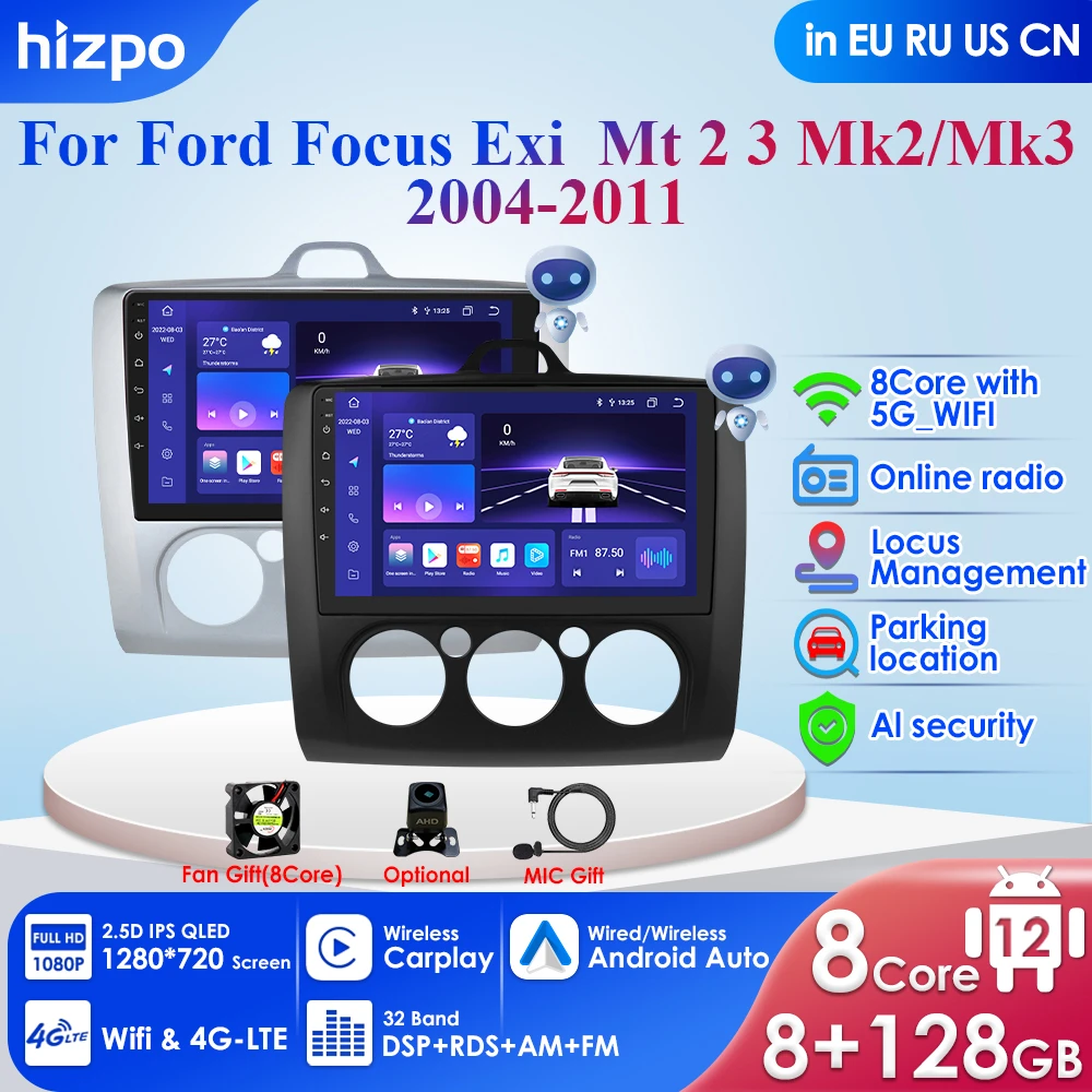 9" 2 Din 4G LTE WiFi Car Radio for Ford Focus Exi MT 2 3 Mk2 Mk3 2004 ...