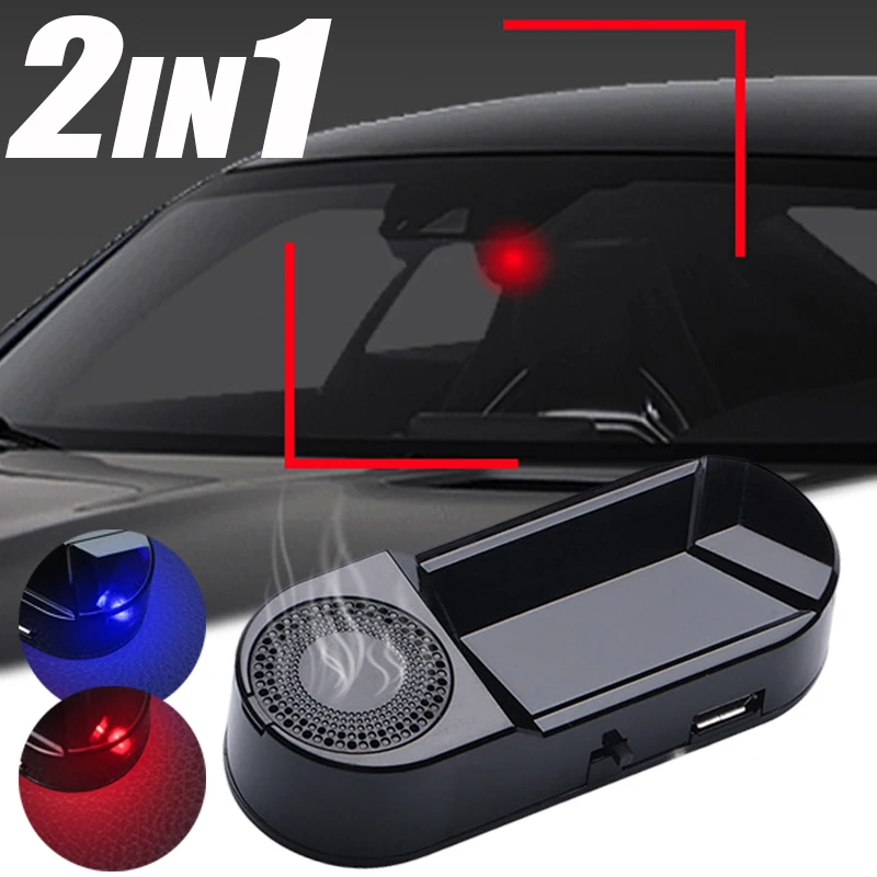 LED Car Fake Security Light Solar Powered Simulated Alarm Wireless ...